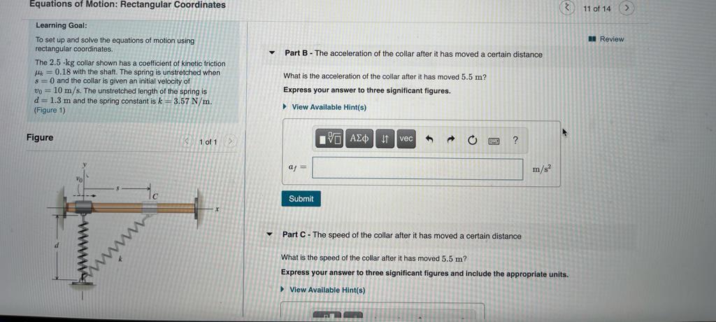 Solved Equations of Motion: Rectangular Coordinates 11 of 14 | Chegg.com