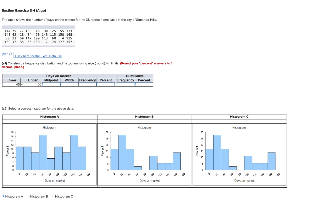 Solved Section Exercise 3-4 (Algo) The table shows the | Chegg.com