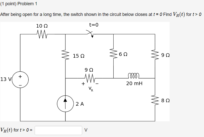 Solved (1 point) Problem 1 After being open for a long time, | Chegg.com