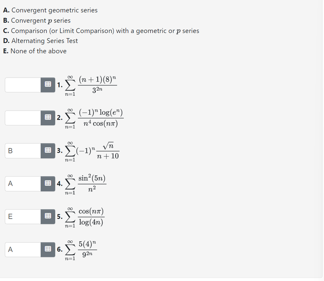 Solved A. Convergent geometric series B. Convergent p series | Chegg.com
