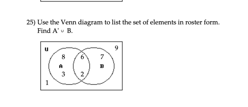 Solved 25) Use the Venn diagram to list the set of elements | Chegg.com