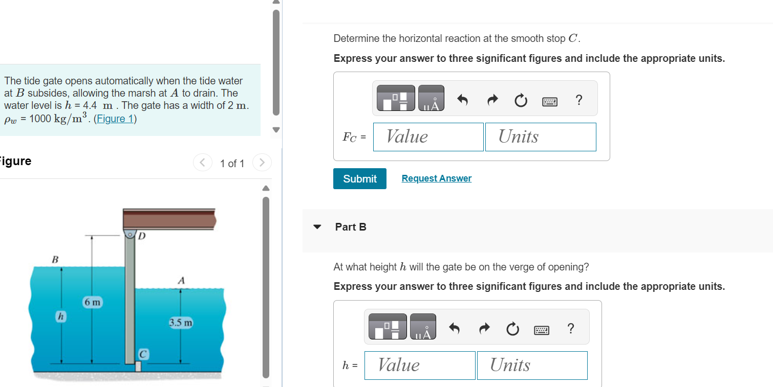Solved The tide gate opens automatically when the tide | Chegg.com