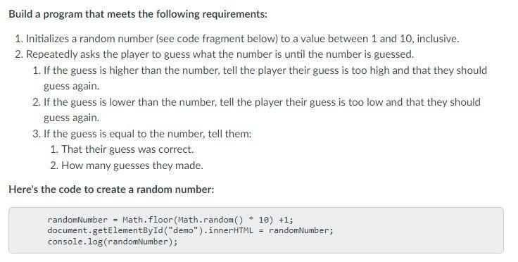 Solved Build a program that meets the following | Chegg.com