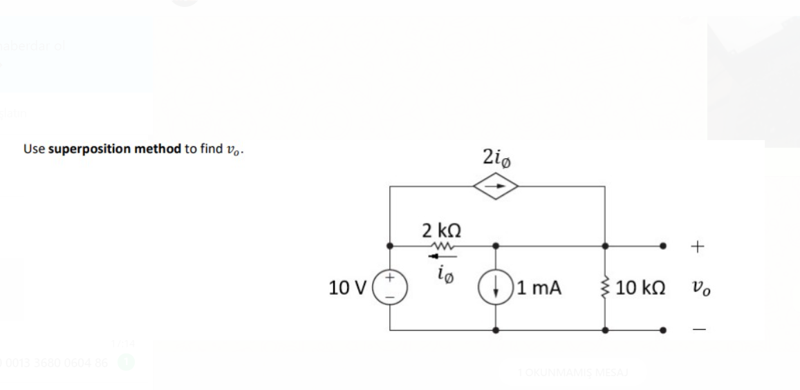 Solved Use superposition method to find v.. 2ig 2 k22 + io | Chegg.com