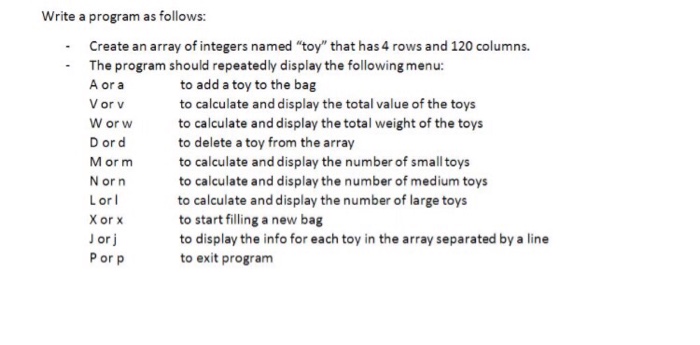 Solved Write A Program As Follows Create An Array Of 