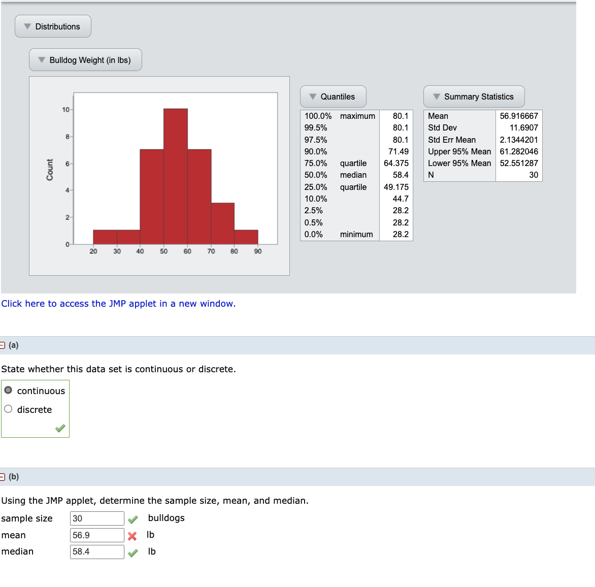 Solved Click here to access the JMP applet in a new window. | Chegg.com
