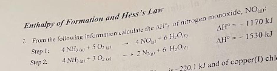 Solved Enthalpy of Formation and Hess's Law 7. From the | Chegg.com