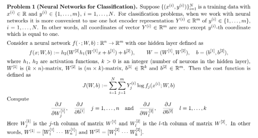 Solved Problem 1 (Neural Networks for Classification). | Chegg.com