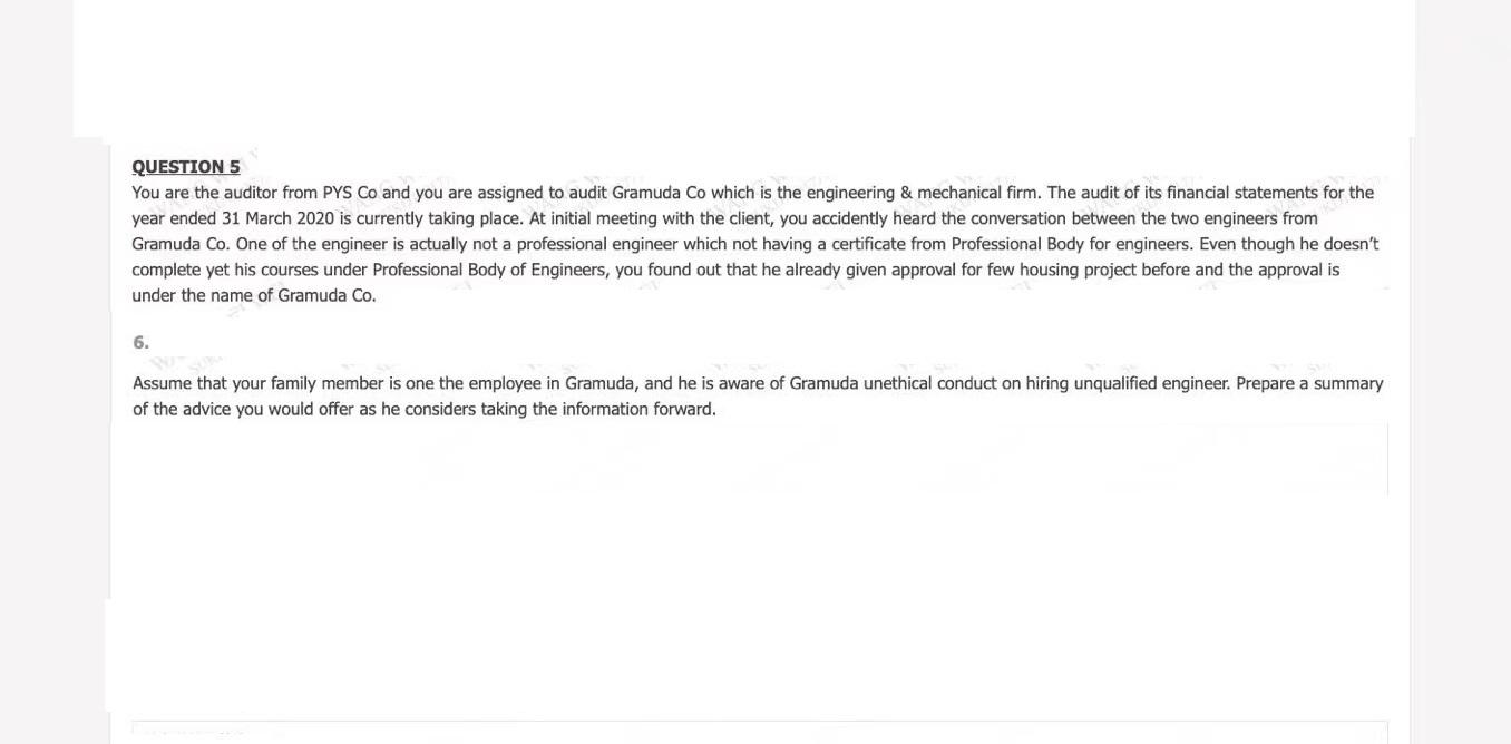 Solved QUESTION 5 You are the auditor from PYS Co and you | Chegg.com