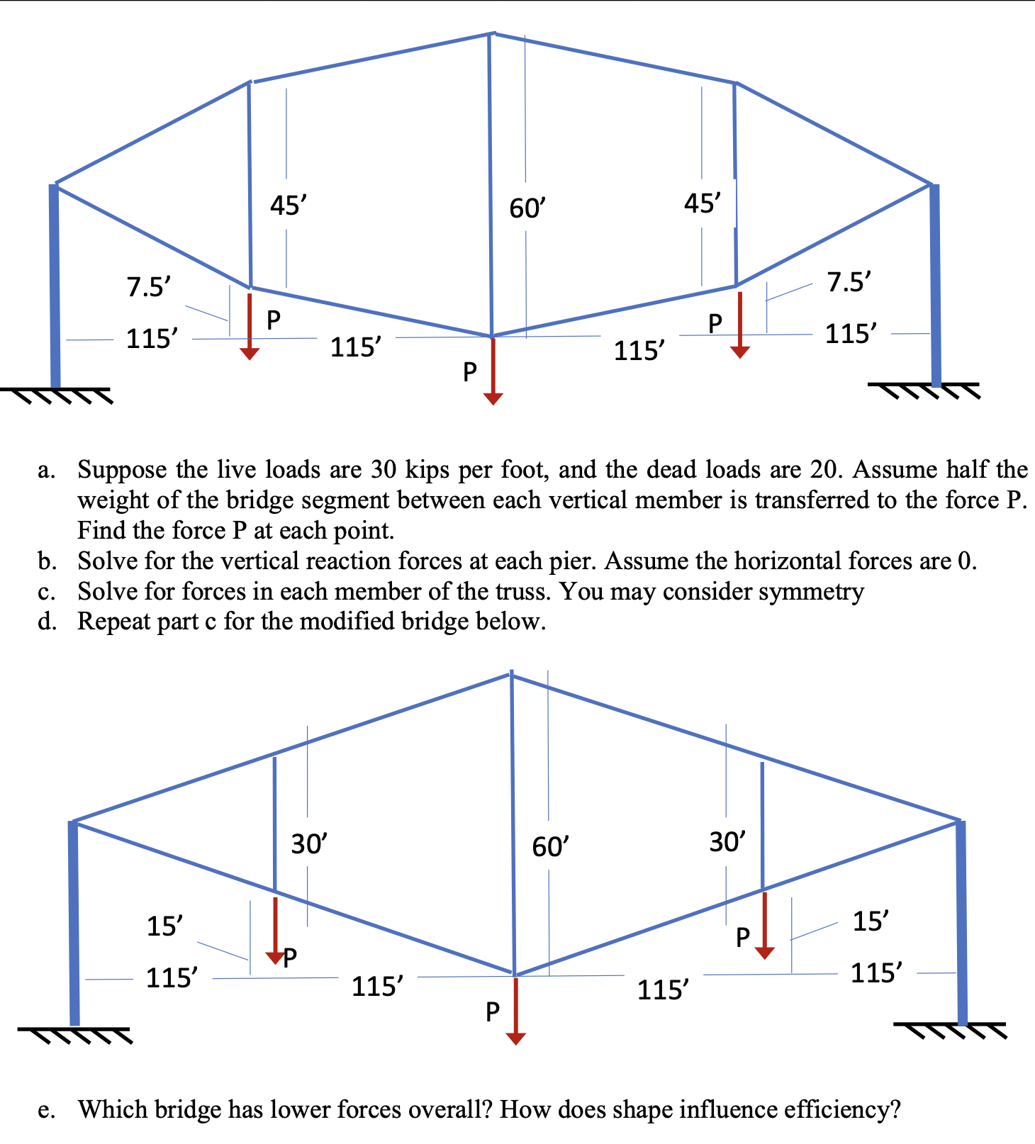 Solved a. Suppose the live loads are 30 kips per foot, and | Chegg.com