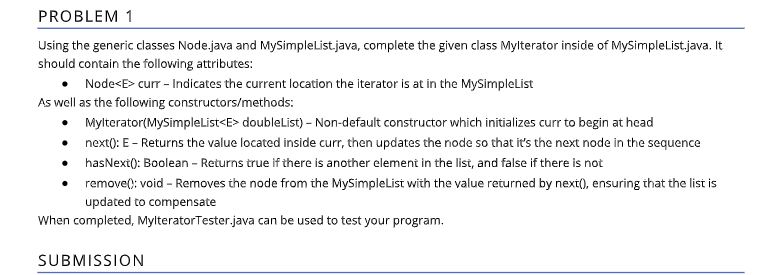 PROBLEM 1 Using the generic classes Node.java and | Chegg.com