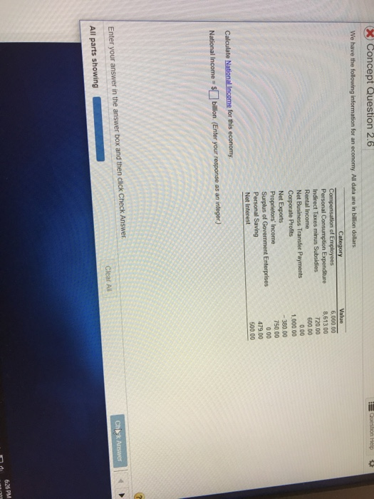 Solved Concept Question 2.6 an economy Value 6,000.00 | Chegg.com