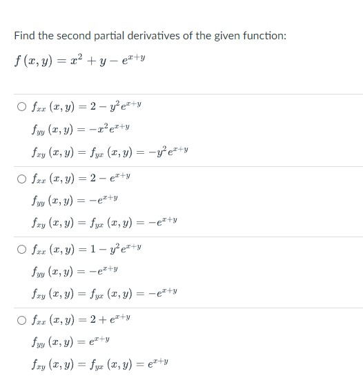 Solved Find the second partial derivatives of the given | Chegg.com