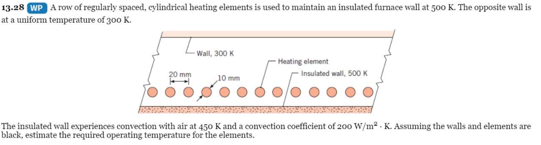 Solved 13.28 A row of regularly spaced, cylindrical heating | Chegg.com
