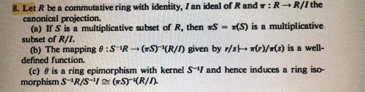 Solved a 8. Let R be a commutative ring with identity, I an | Chegg.com