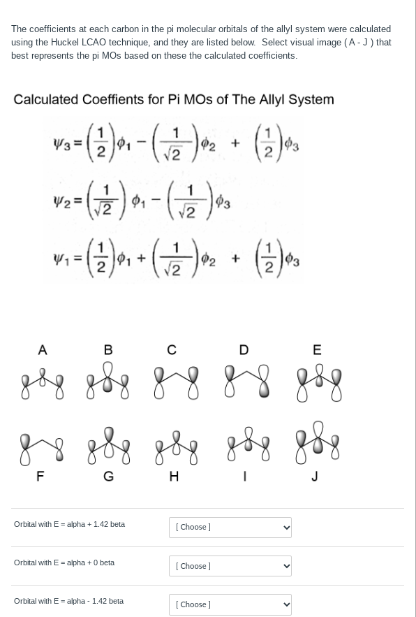 Solved The coefficients at each carbon in the pi molecular | Chegg.com