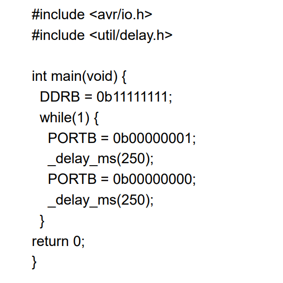 Solved #include #include = int main(void) { DDRB = 0b | Chegg.com
