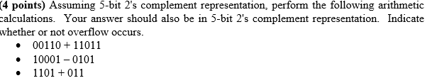 Solved 14 points) Assuming 5-bit 2's complement | Chegg.com