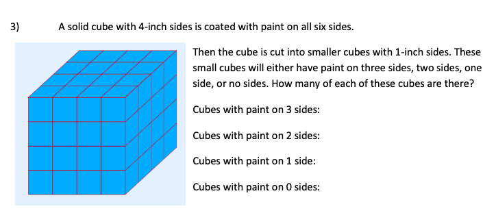Solved A solid cube with 4-inch sides is coated with paint | Chegg.com