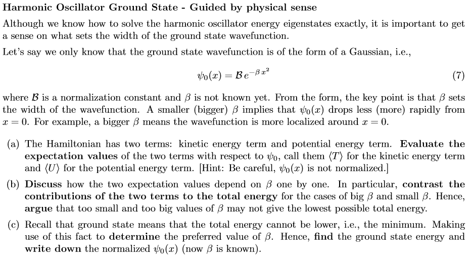 Solved Harmonic Oscillator Ground State - Guided by physical | Chegg.com
