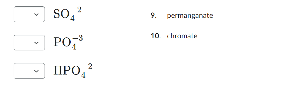 Solved 2) Match the polyatomic ion with its correct chemical | Chegg.com