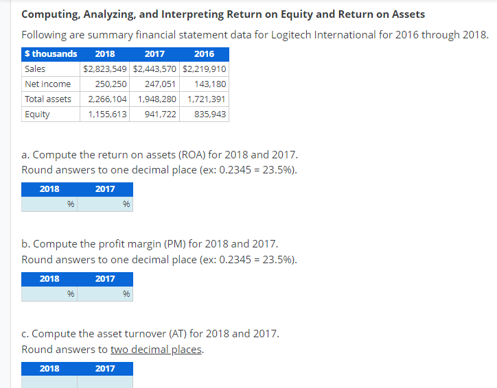 Solved Computing, Analyzing, and Interpreting Return on | Chegg.com