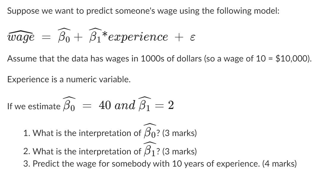 Solved Suppose we want to predict someone's wage using the | Chegg.com Solved Suppose we want to predict someone's wage using the | Chegg.com