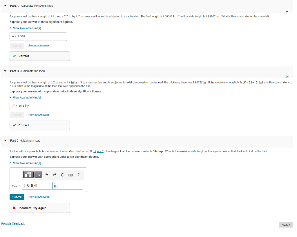 Solved A slider with a square hole is mounted on the bar | Chegg.com