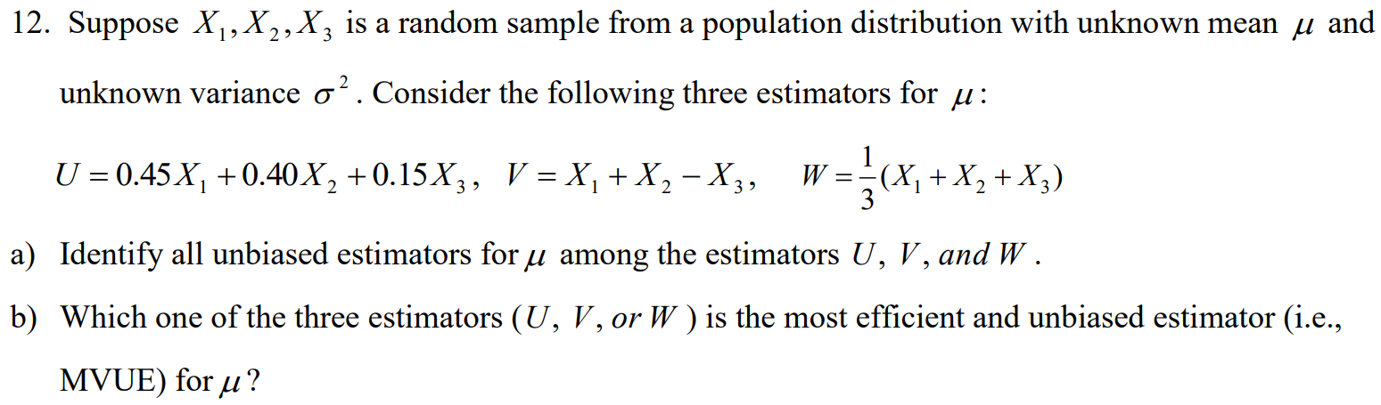 Solved 12. Suppose X1,X2,X3 is a random sample from a | Chegg.com