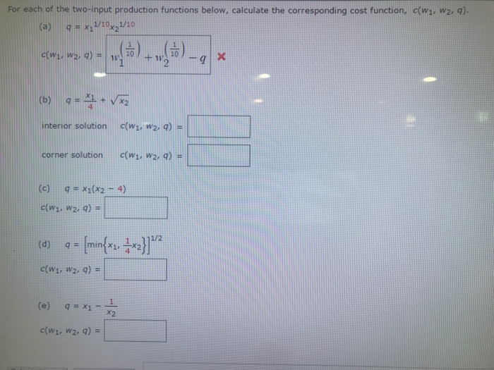 Solved For each of the two-input production functions below, | Chegg.com