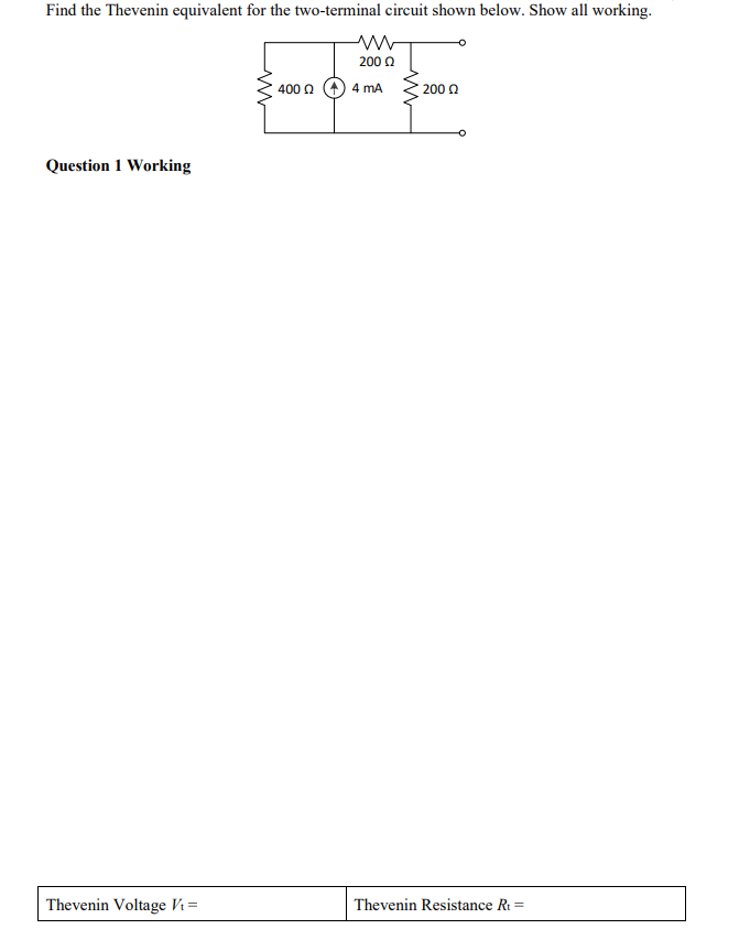 Solved Question 1 Working | Chegg.com