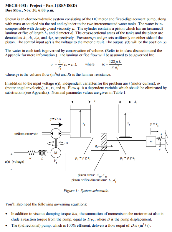 Solved MECH-4081: Project - Part I (REVISED) Due Mon., Nov. | Chegg.com