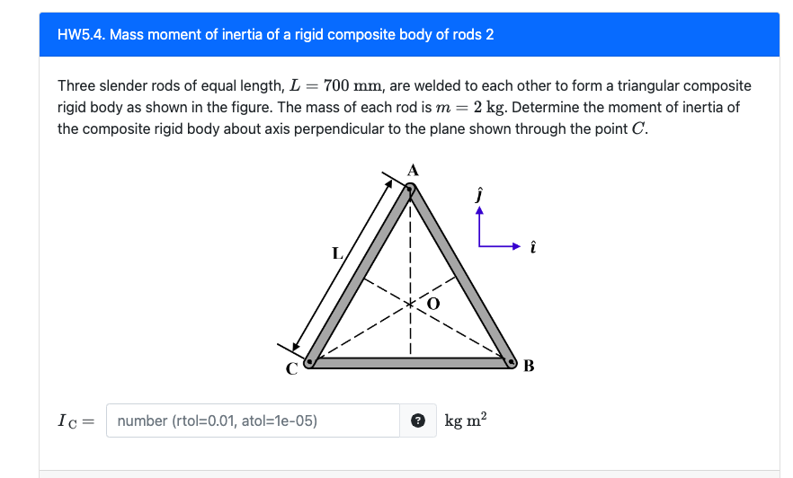 Solved Three slender rods of equal length, L=700 mm, are | Chegg.com