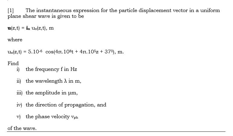 Solved [1] The instantaneous expression for the | Chegg.com