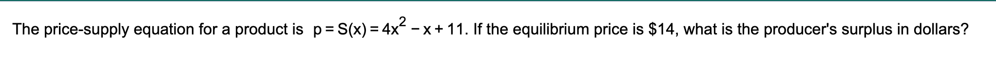 Solved The price-supply equation for a product is | Chegg.com