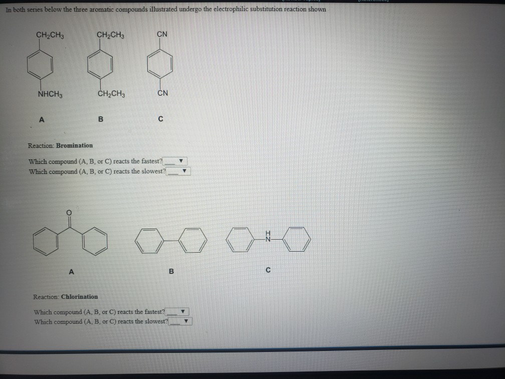 Solved In both series below the three aromatic compounds | Chegg.com