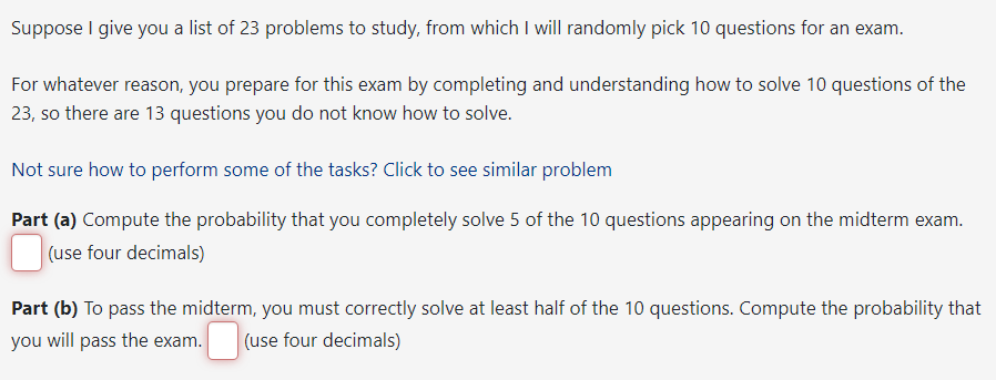 Solved Suppose I give you a list of 23 ﻿problems to study, | Chegg.com