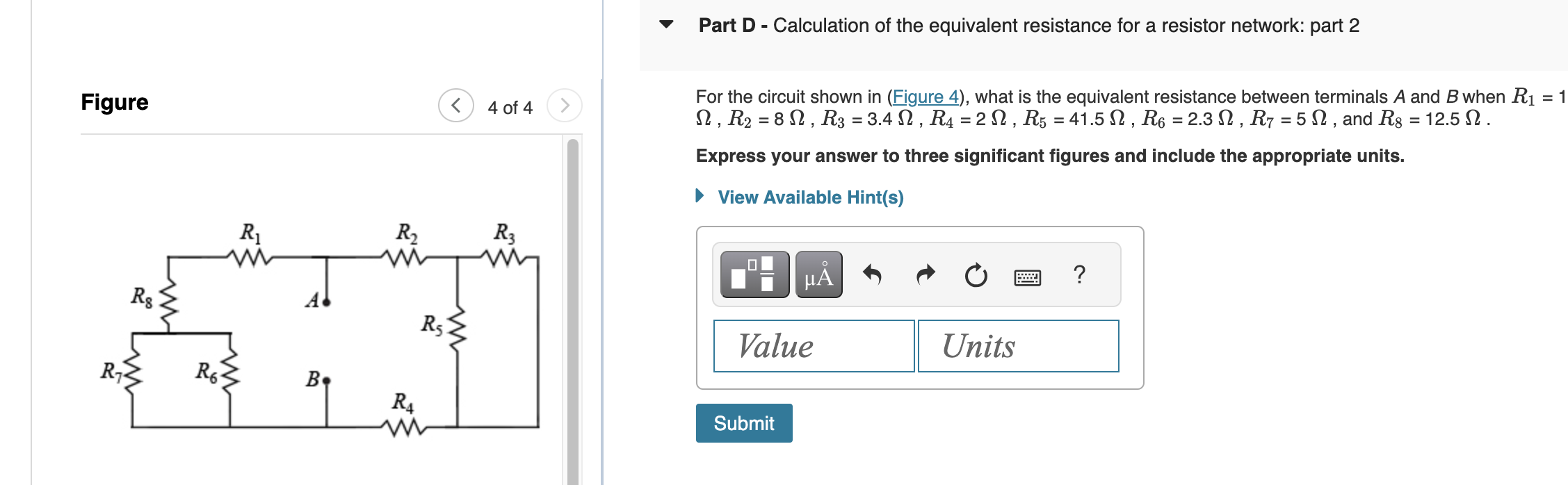 Solved Part D - Calculation of the equivalent resistance for | Chegg.com