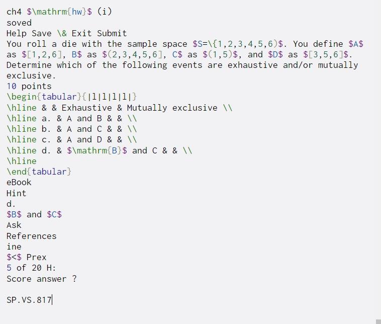 Solved ch4 $\mathrm{hw} $ (i) soved Help Save \& Exit Submit | Chegg.com