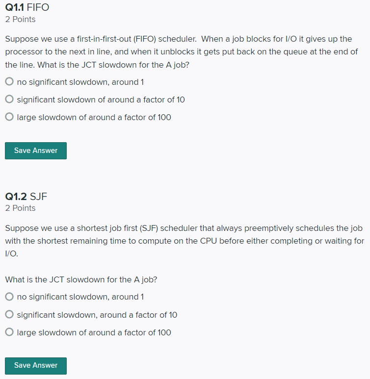Solved Q1 Scheduling Algorithms 12 Points As we explained in | Chegg.com