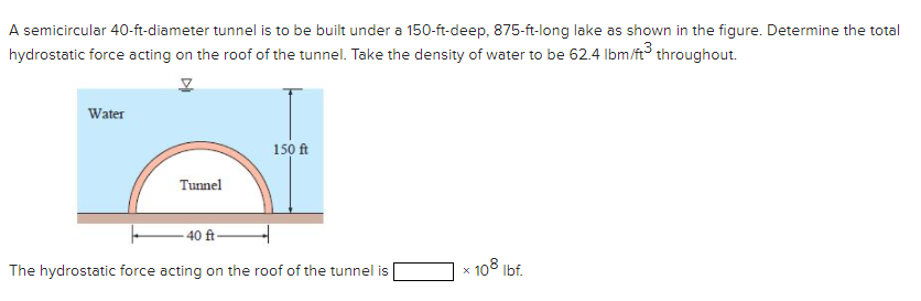 Solved A semicircular 40-ft-diameter tunnel is to be built | Chegg.com