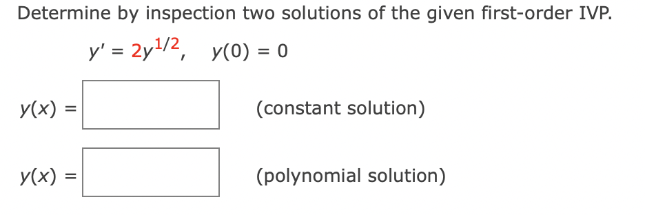 Solved Determine by inspection two solutions of the given | Chegg.com