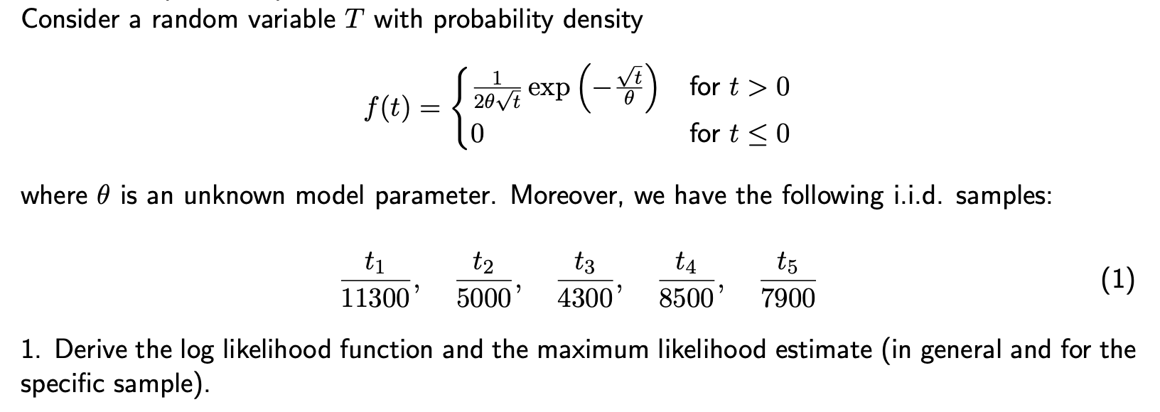 Solved Consider a random variable T ﻿with probability | Chegg.com