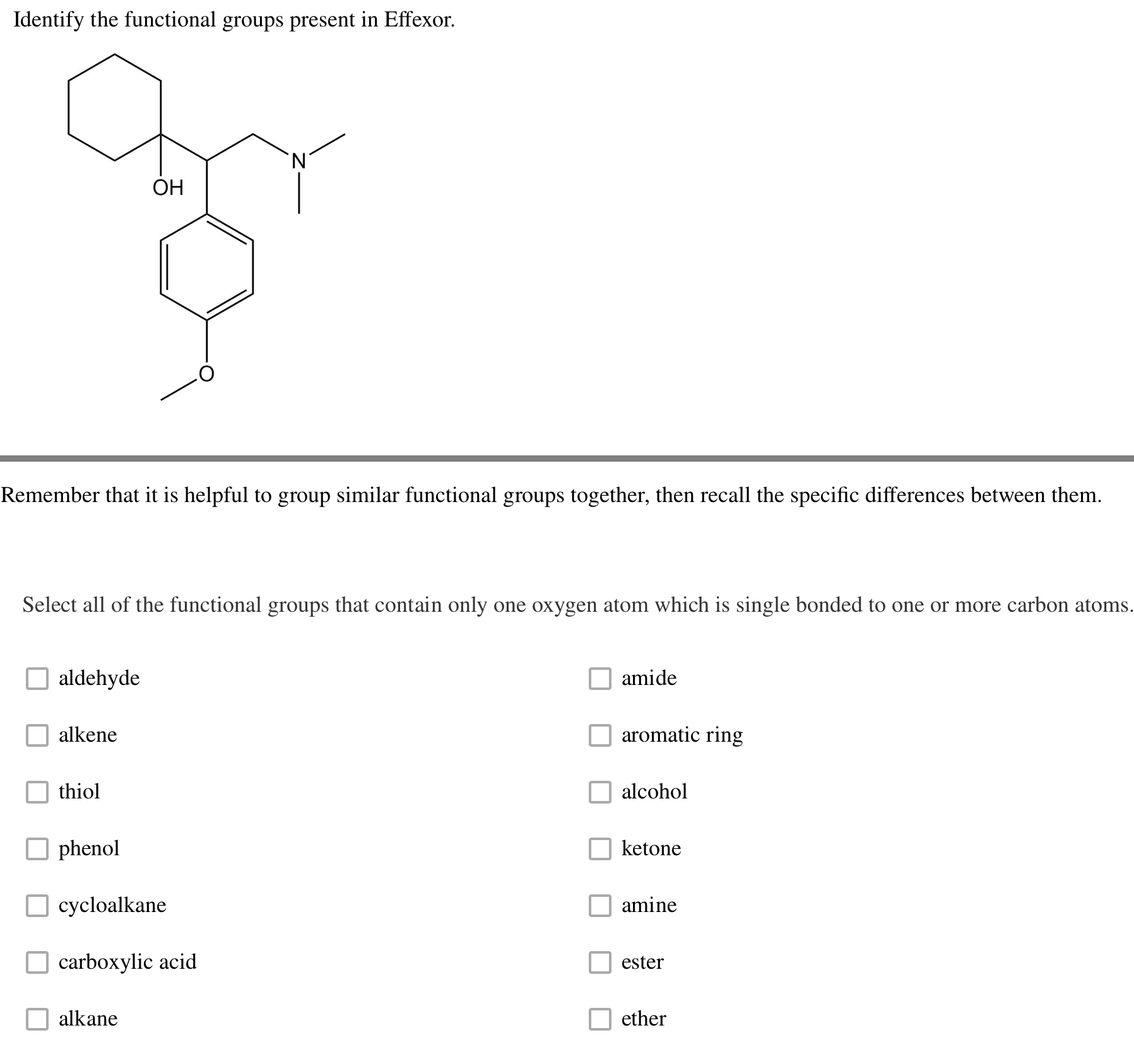 Solved Identify the functional groups present in Effexor. | Chegg.com