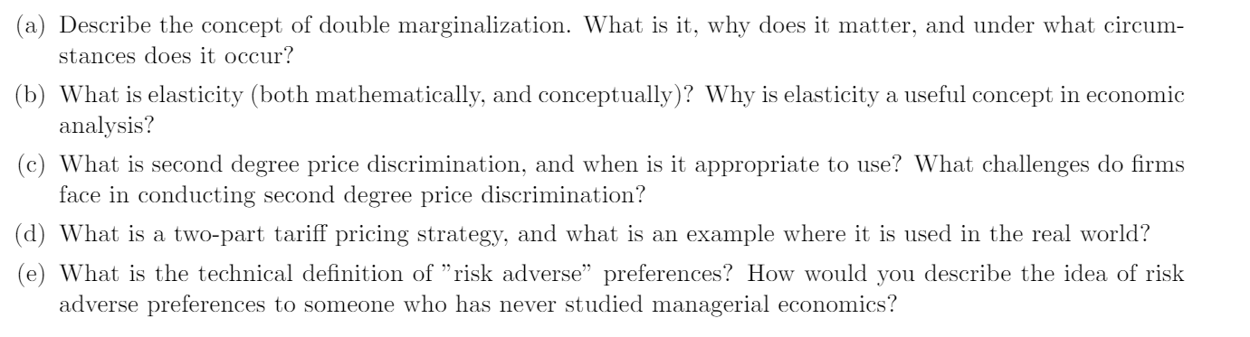 Solved (a) Describe the concept of double marginalization. | Chegg.com