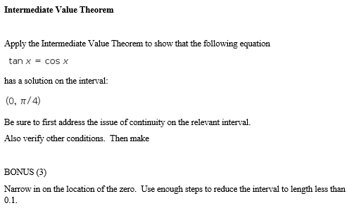 Solved Intermediate Value Theorem Apply the Intermediate | Chegg.com