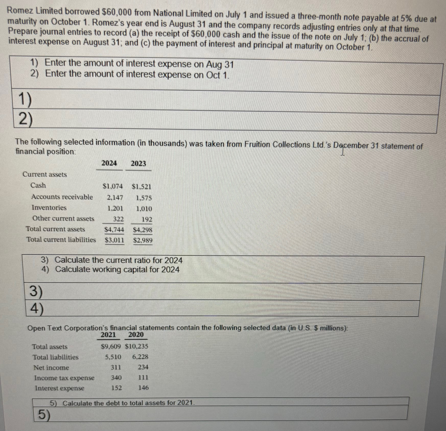 Solved Romez Limited borrowed $60,000 from National Limited | Chegg.com
