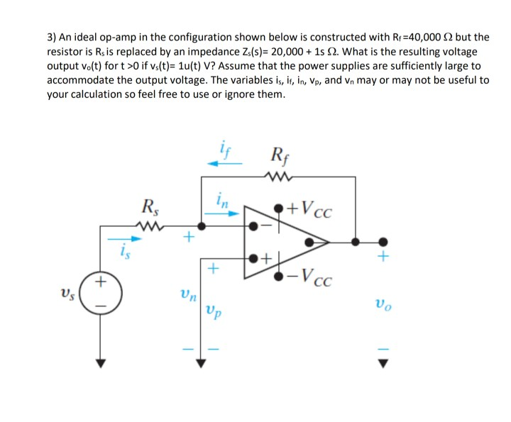 Solved 3) An ideal op-amp in the configuration shown below | Chegg.com