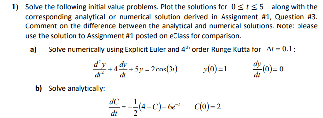 Solved Solve the following initial value problems. Plot the | Chegg.com
