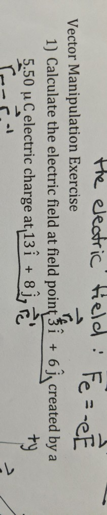 Solved the electric field : Vector Manipulation Exercise 1) | Chegg.com